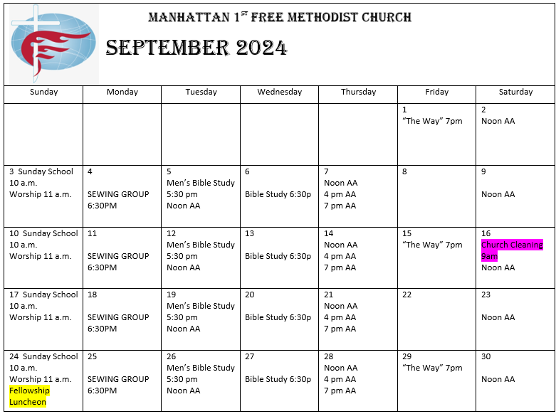 Calendar – Manhattan Free Methodist Church