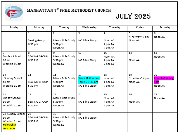 Calendar – Manhattan Free Methodist Church